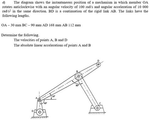 SOLVED D The Diagram Shows The Instantaneous Position Of A Mechanism In Which Member OA