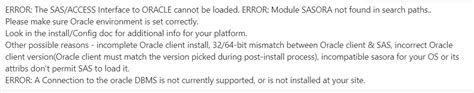 sas access error and oracle sas support communities