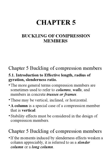 Chapter Five Buckling Of Compression Members Pdf Buckling Column