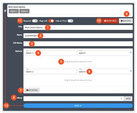multi select options formdr product guide