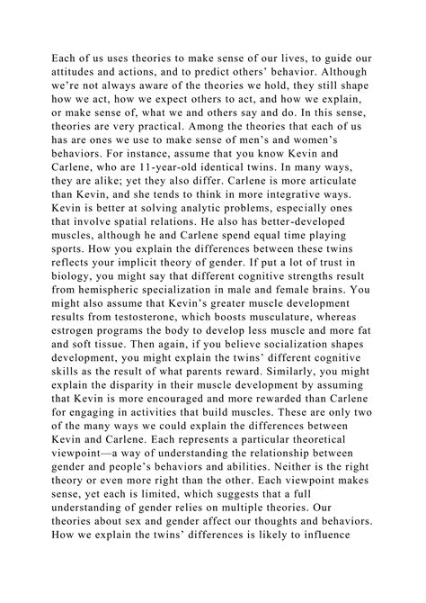 Notes From Class · Sex Vs Gender· Sex Biology Gender S Docx