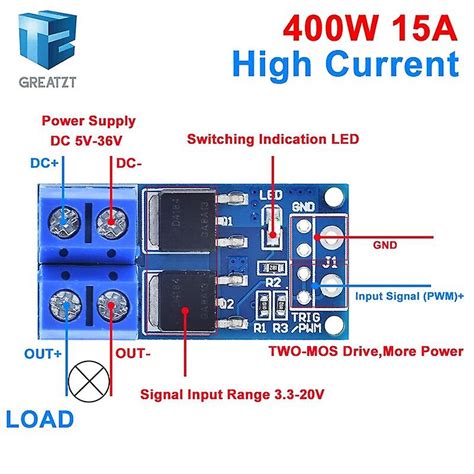 15a 400w Mosfet Trigger Switch Drive Module Pwm Regulator Control Panel