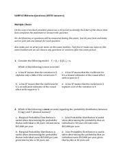 SAMPLE Midterm Questions ONLY 1 Pdf SAMPLE Midterm Questions WITH Answers Multiple Choice On