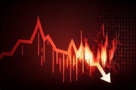 Premium Photo Financial Market Graph Chart Going Down Trend Red Arrow Down With Fire Explosion