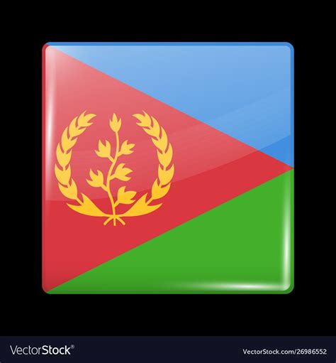 Flag Eritrea Glossy Icon Square Shape Royalty Free Vector