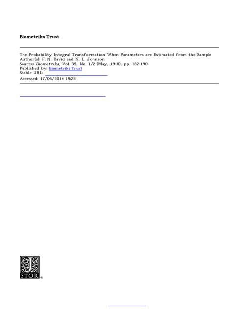The Probability Integral Transformation When Parameters Are Estimated
