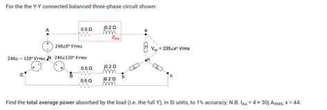 Solved For The The Y Y Connected Balanced Three Phase Chegg Com
