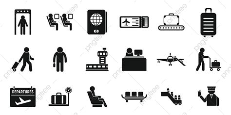 Airliner Vector Art Png Airline Passengers Icons Set Simple Vector