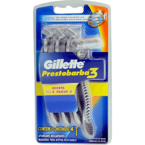 Aparelho De Barbear Prestobarba 3 Masculino Gillette Leve 4 Pague 3