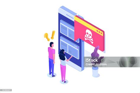 Malware Virus Smartphone Pemberitahuan Trojan Atau Peringatan Serangan Hacker Konsep Vektor