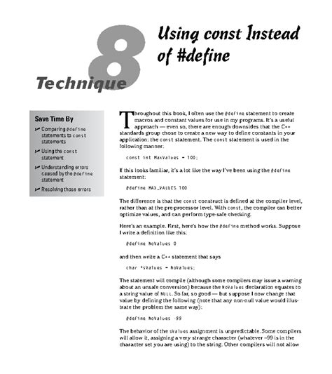 C Timesaving Techniques 8 Using Const Instead Of Define T