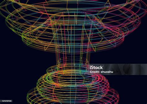 네온 그라데이션 3d 터닝 라인 구조 기술 패턴 배경 3차원 형태에 대한 스톡 벡터 아트 및 기타 이미지 3차원 형태 가상현실 강렬하고 밝은 색상 Istock
