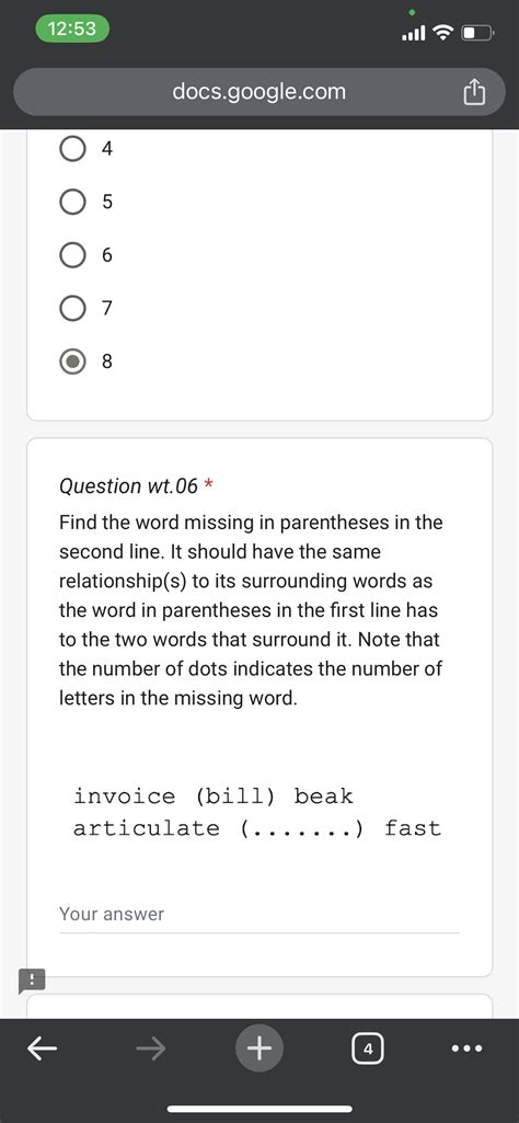 12 53 Docs Google 4 5 6 7 8 Question Wt 06 Find The Word