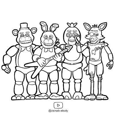Principaly Fnaf Chica Freddybonnie And Foxy Color Page Fnaf