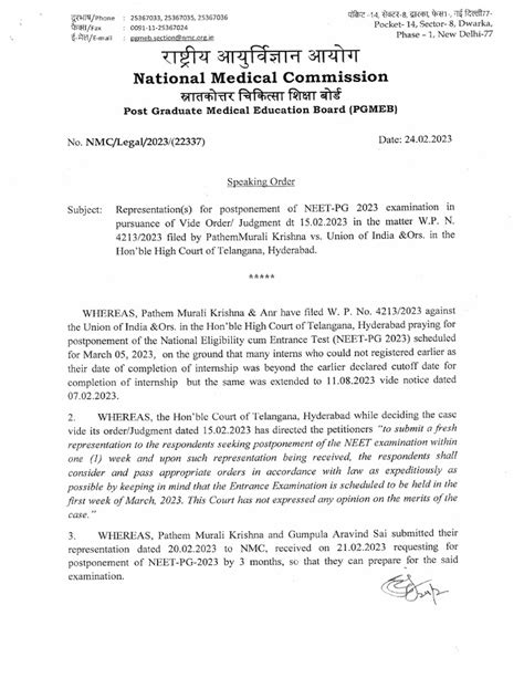 Speaking Order Nmc 1 Pdf