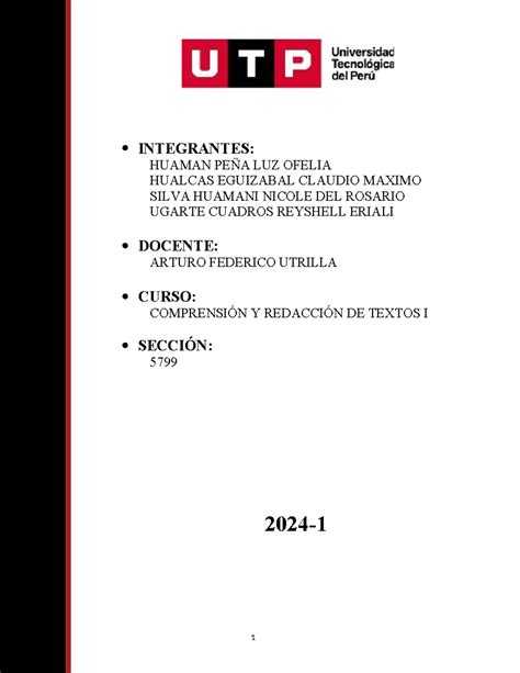 Tarea 1 Resumen Comprensión Y Redacción De Textos 1 Integrantes