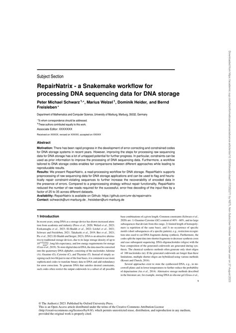 Pdf Repairnatrix A Snakemake Workflow For Processing Dna Sequencing
