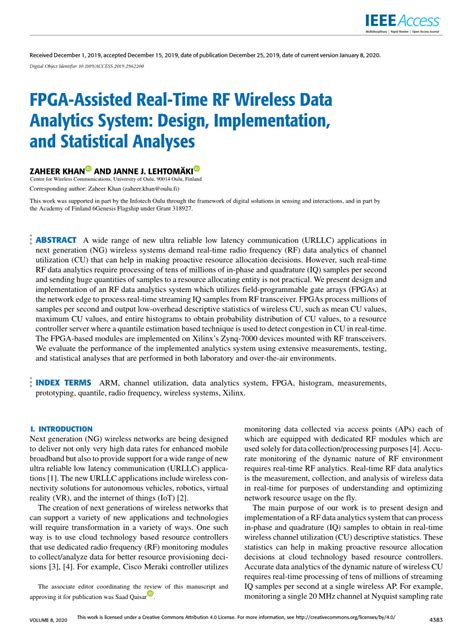 Pdf Fpga Assisted Real Time Rf Wireless Data Analytics System Design Implementation And