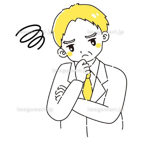 考え事をしている白衣を着たシニア男性のイラスト [193977404] イメージマート
