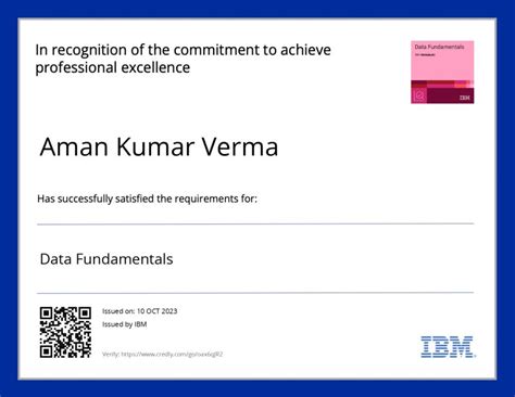 Datafundamentals Ibm Certificationcomplete Aman Kumar Verma
