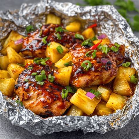 Irresistible Hawaiian Bbq Chicken And Pineapple Foil Packets With Nora