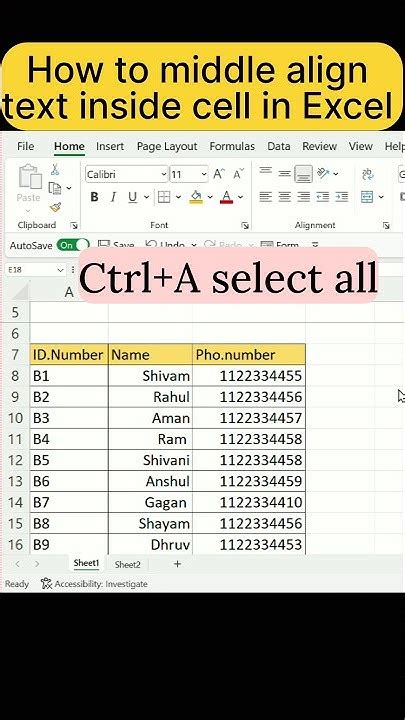 How To Middle Align Text Inside Cell In Excel 🤯excel Trick And Tips Shorts Excel Skills