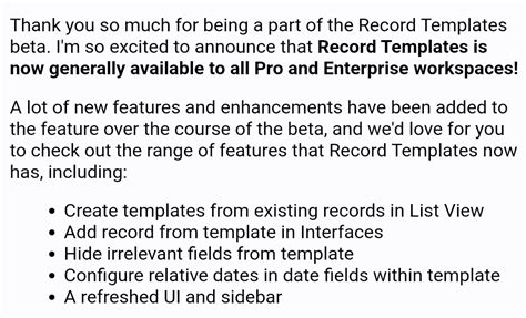 Record Templates Are Out Of Beta News And Announcements Tableforums The Airtable Discussion