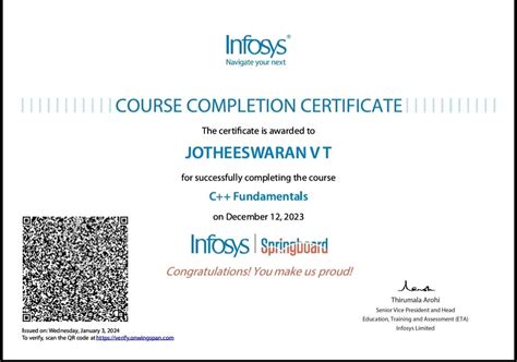 Java Htmlcss C Itinfrastructure Automation Certification Jotheeswaran Vt