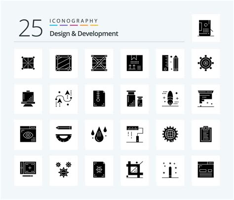 Design Development 25 Solid Glyph Icon Pack Including Development