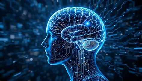 Brain And Circuit Board Artificial Intelligence Brain Neural Network Blue Human Brain