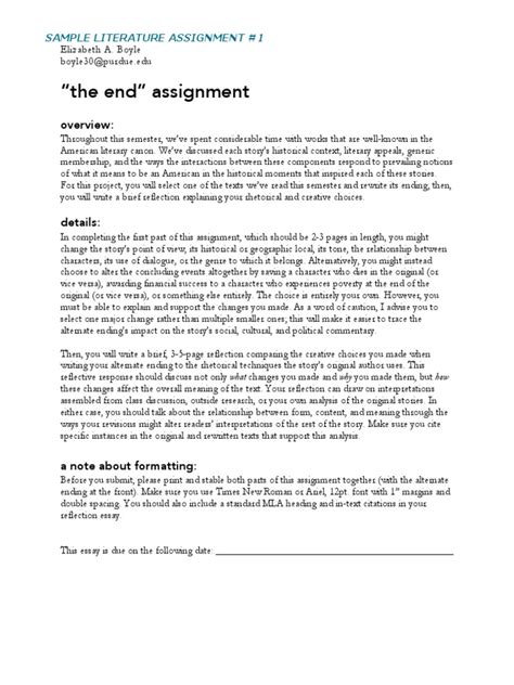 The End Assignment Overview Pdf Essays Rhetoric