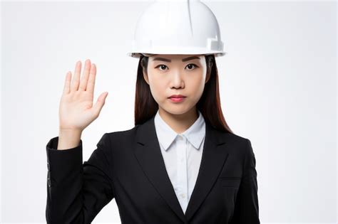 Premium Photo The Confident And Assertive Chinese Architect A Powerful Defense Gesture In The