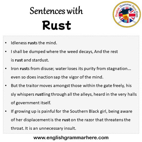 Sentences With Rust Rust In A Sentence In English Sentences For Rust