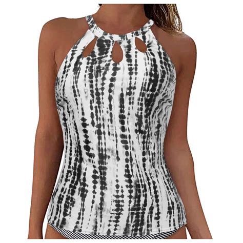 Wxirdiow High Neck Tankini Top Backless Bathing Suit Tops For Women