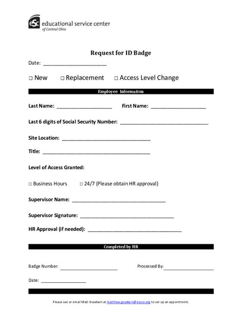 Fillable Online Id Badge Request Fax Email Print Pdffiller
