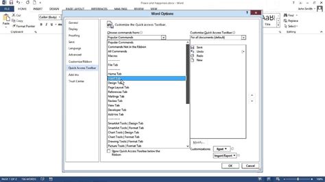 Cannot Customize Quick Access Toolbar Opmdm