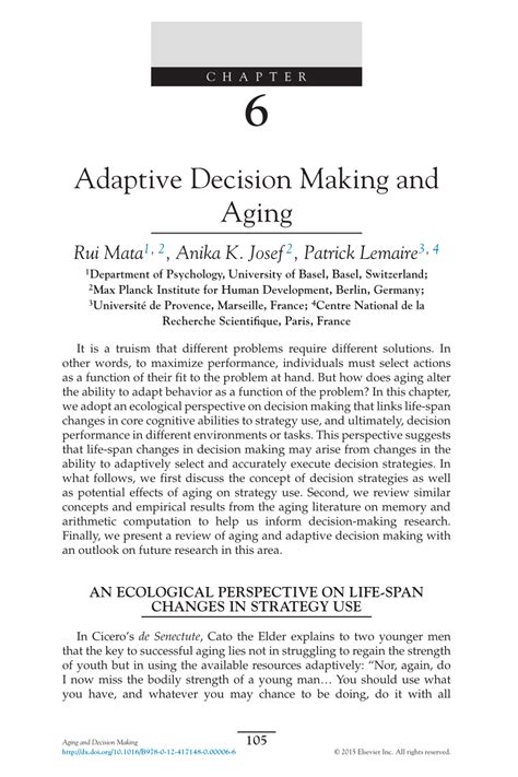 Pdf Aging And Adaptive Decision Making