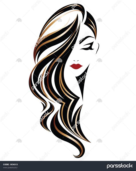 تصویر آیکون مدل موی بلند زن لوگوی زن در پس زمینه سفید وکتور 1634513