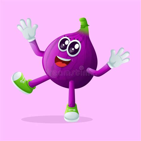 Cute Fig Character Smiling With A Happy Expression Stock Vector