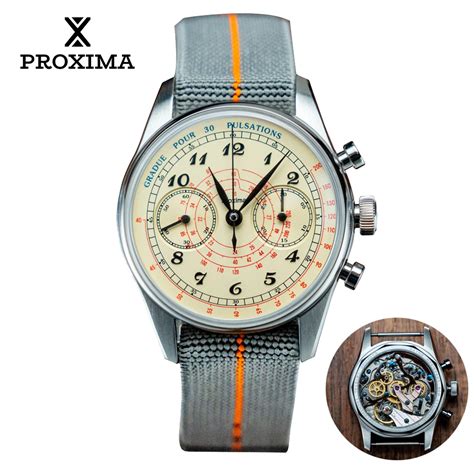 Proxima Vintage Chronograph Rel Gios De Pulso Mec Nicos Para Homens Pilot Sapphire Crystal