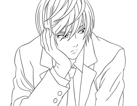 Kolorowanka Light Yagami W Anime Death Note Pobierz Wydrukuj Lub