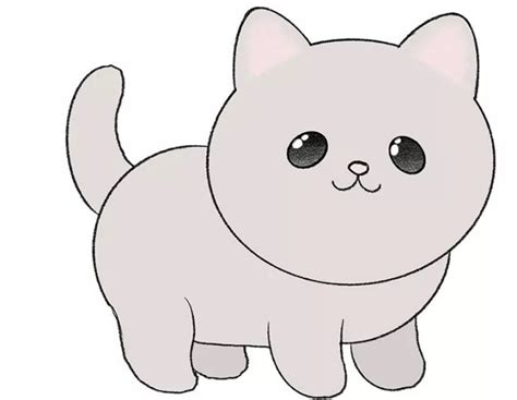 نقاشی کودکانه گربه ملوس، پشمالو و بامزه ساده و آسان و زیبا