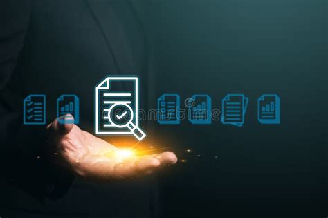 Document Management System Dms Concept Hand Hold File Icon Virtual Screen Automation Software