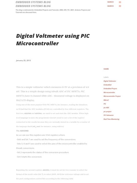 digital voltmeter using pic microcontroller pdf analogue