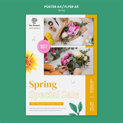 Plantilla De Cartel Vertical Para Primavera Con Flores Archivo Psd