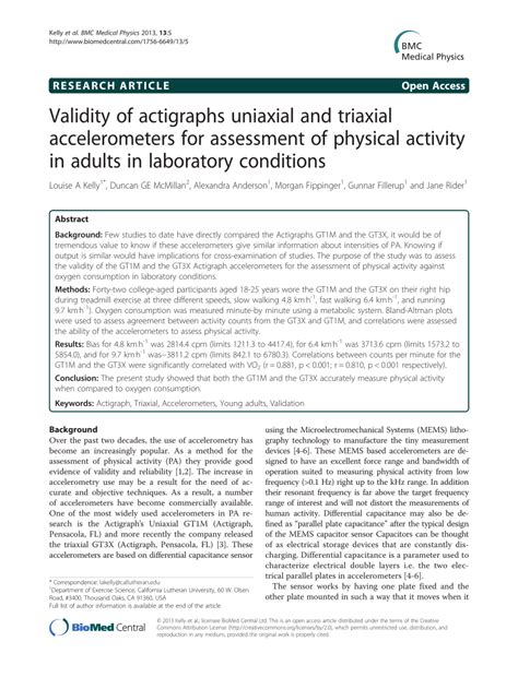 Pdf Validity Of Actigraphs Uniaxial And Triaxial Accelerometers For Assessment Of Physical