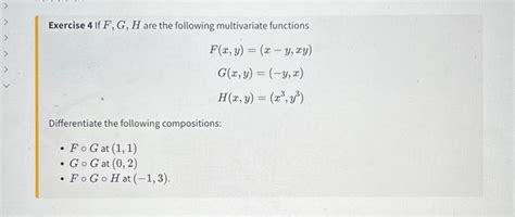 Solved Exercise 4 If F G H Are The Following Multivariate