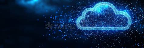 Abstract Cloud Computing With Glowing Polygonal Network For Futuristic Technology Background