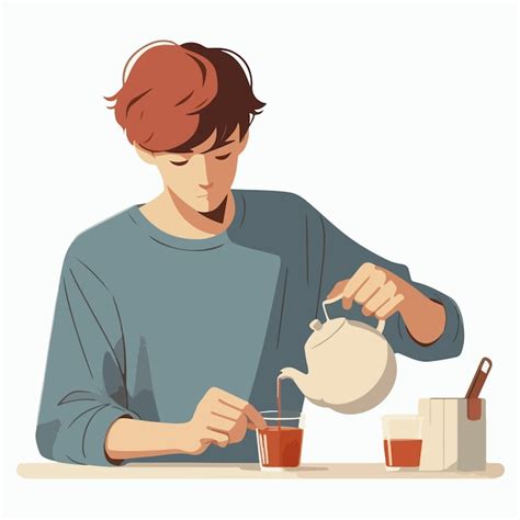 Vector Of A Teenager Pouring Tea From A Teapot Premium Ai Generated