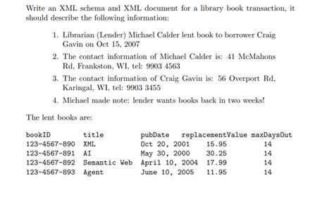 Solved Write An XML Schema And XML Document For A Library Chegg Com